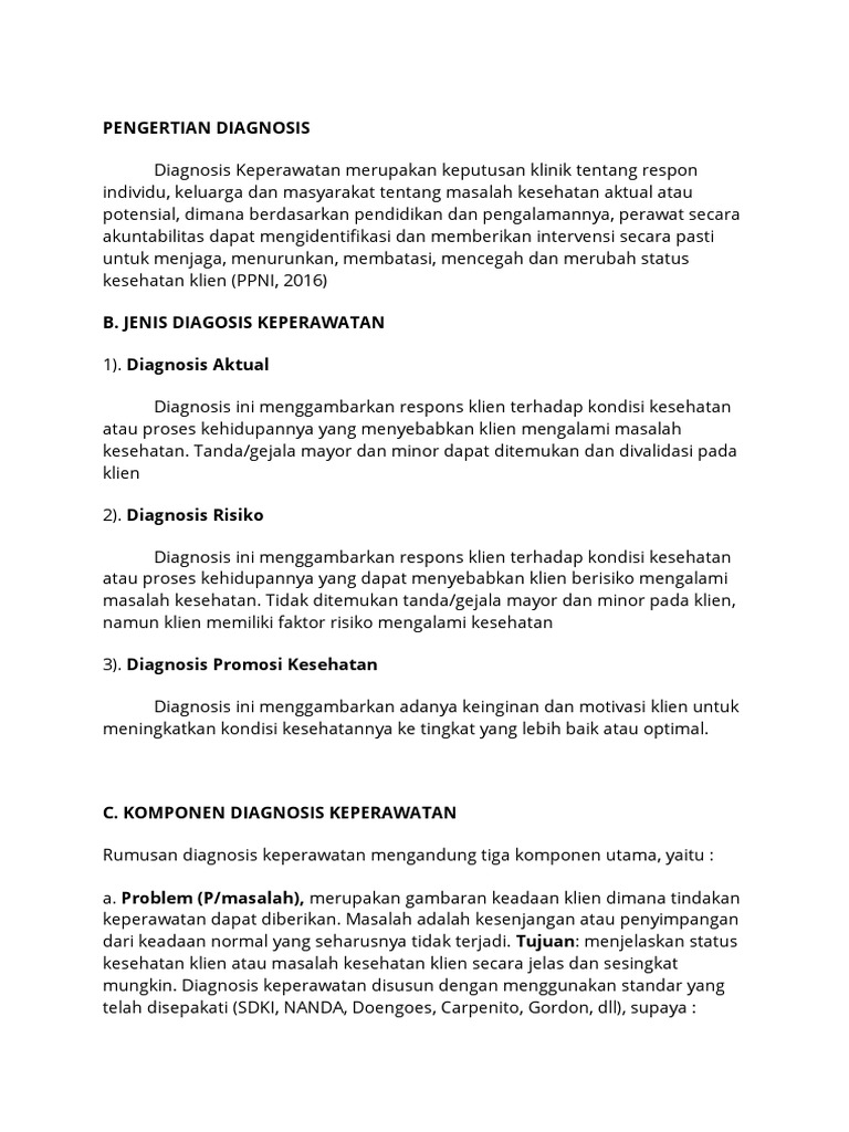 Pengertian Diagnosis Sdki | PDF
