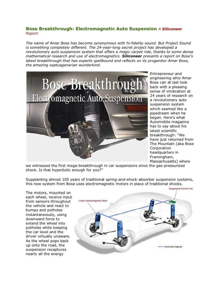 Bose Active Suspension Overview | PDF | Suspension (Vehicle) | Vehicles