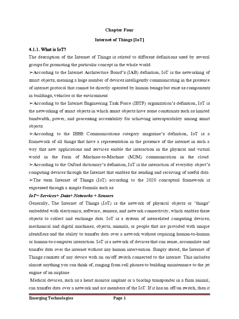 Chapter Four Internet of Things (Iot) : Iot Services+ Data+ Networks + Sensors | PDF | Internet ...