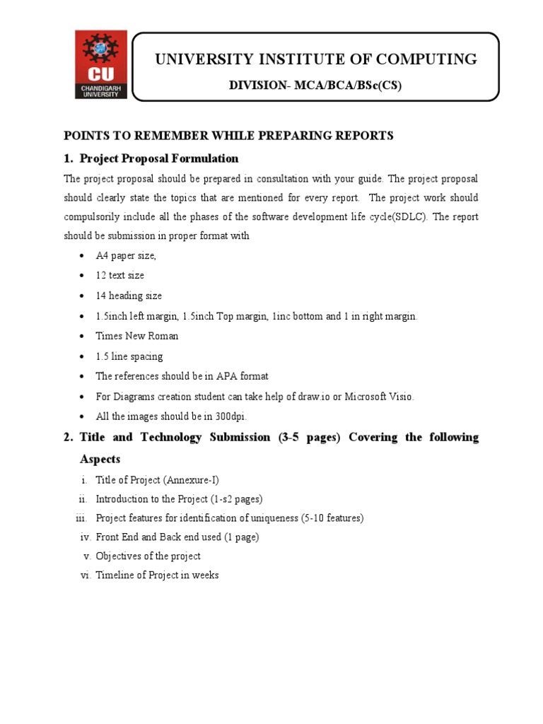 Guidelines for Preparing Project Reports at the University Institute of ...