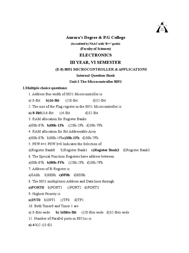 8051 Microcontroller Study Guide | PDF | Microcontroller | Computer ...