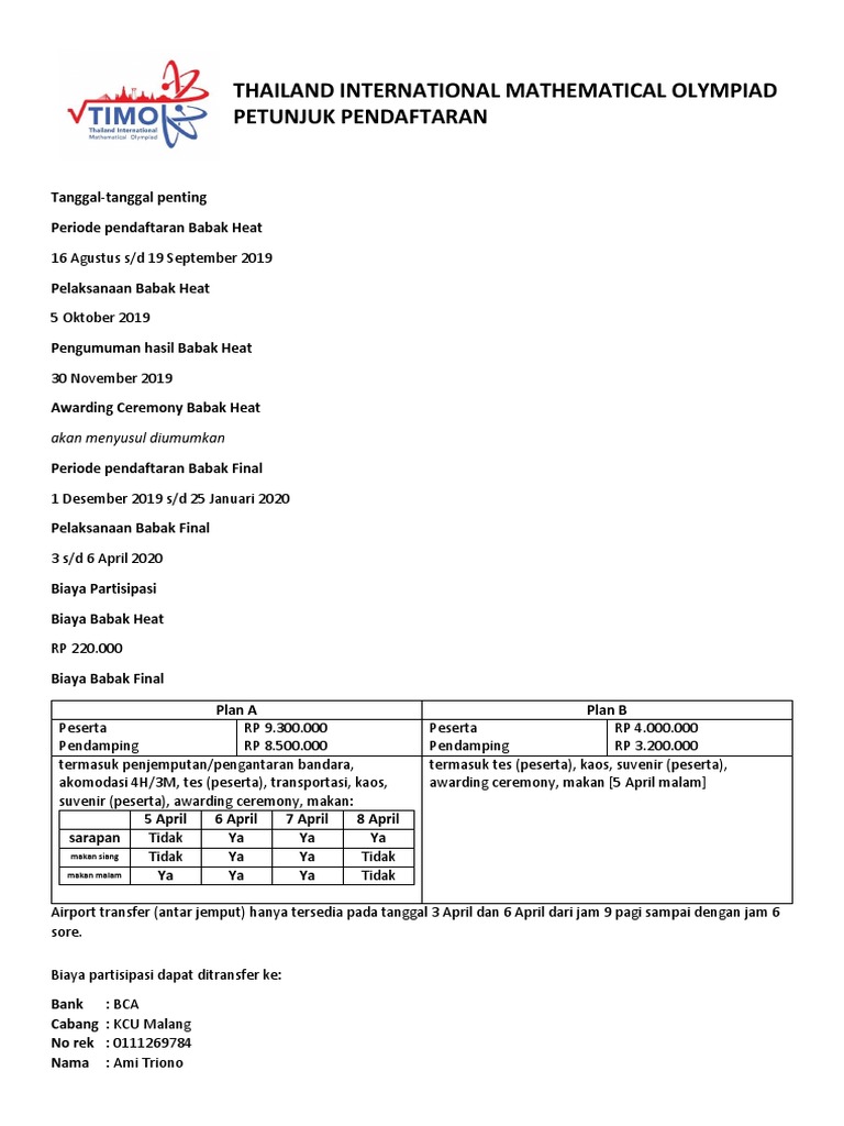 E Petunjuk Pendaftaran TIMO 2019-2020 | PDF