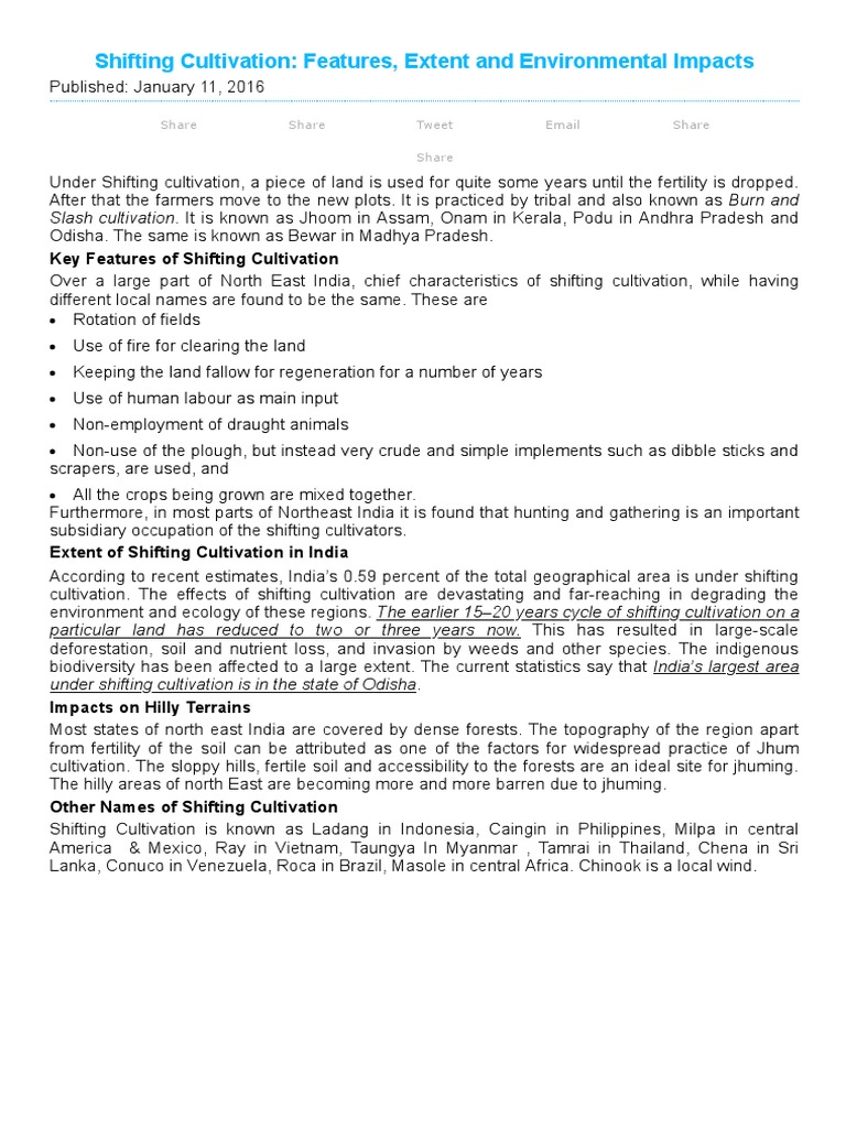 Shifting Cultivation | PDF | Agriculture | Crop Rotation
