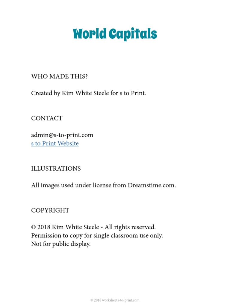World Capitals Worksheet | PDF | International Relations