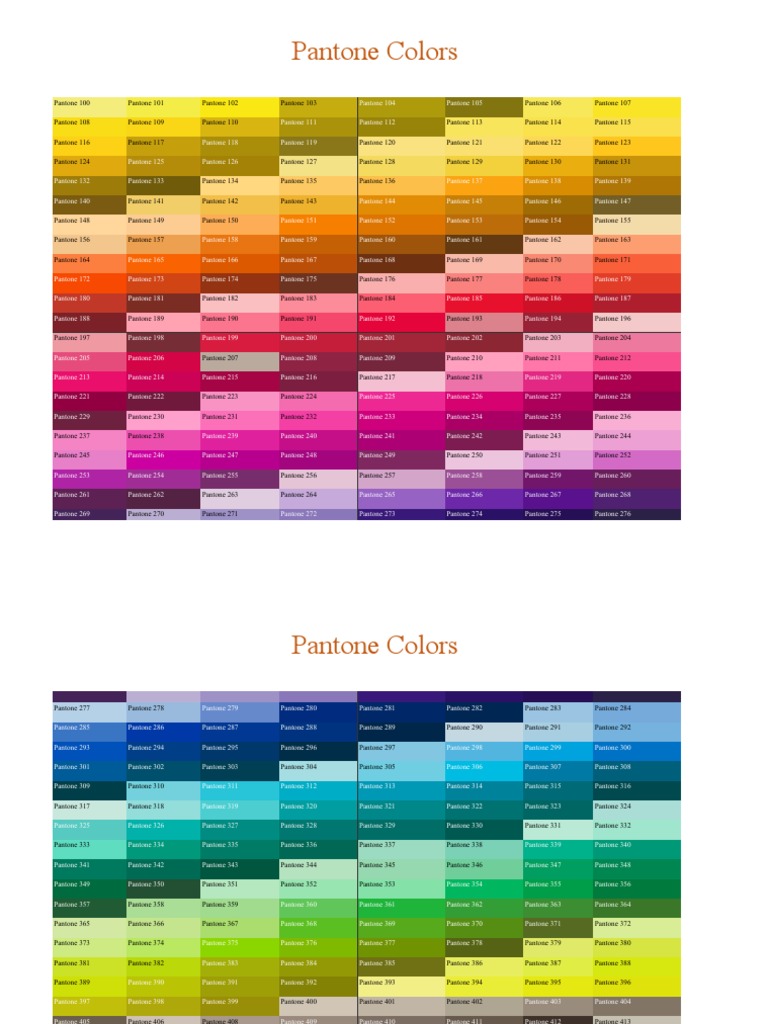 Pantone Color Chart PDF Download | PDF | Publishing | Computer Graphics