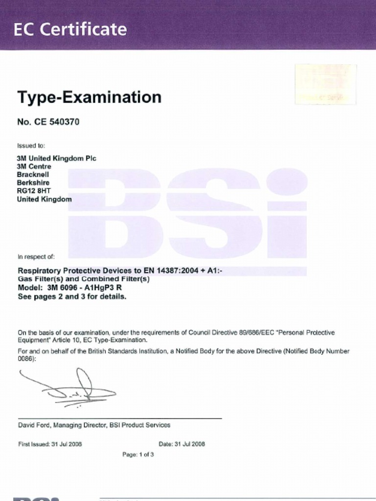 3M 6096 EC Certificate | PDF
