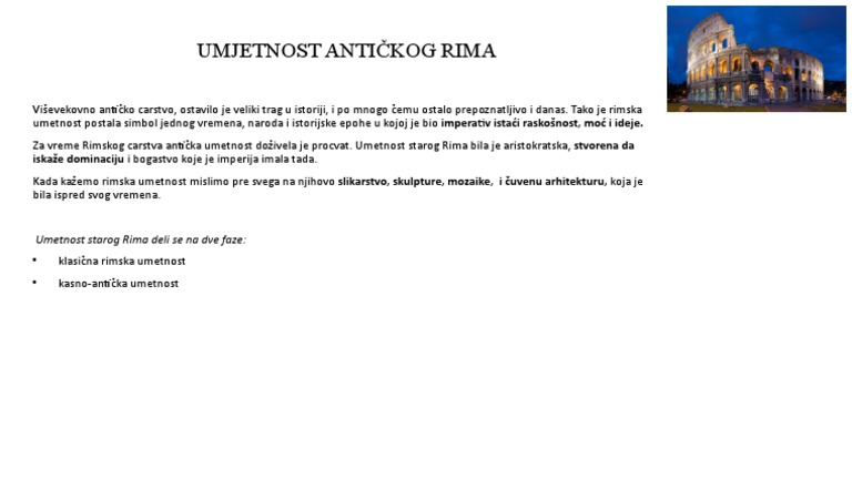 Umjetnost Antičkog Rima | PDF