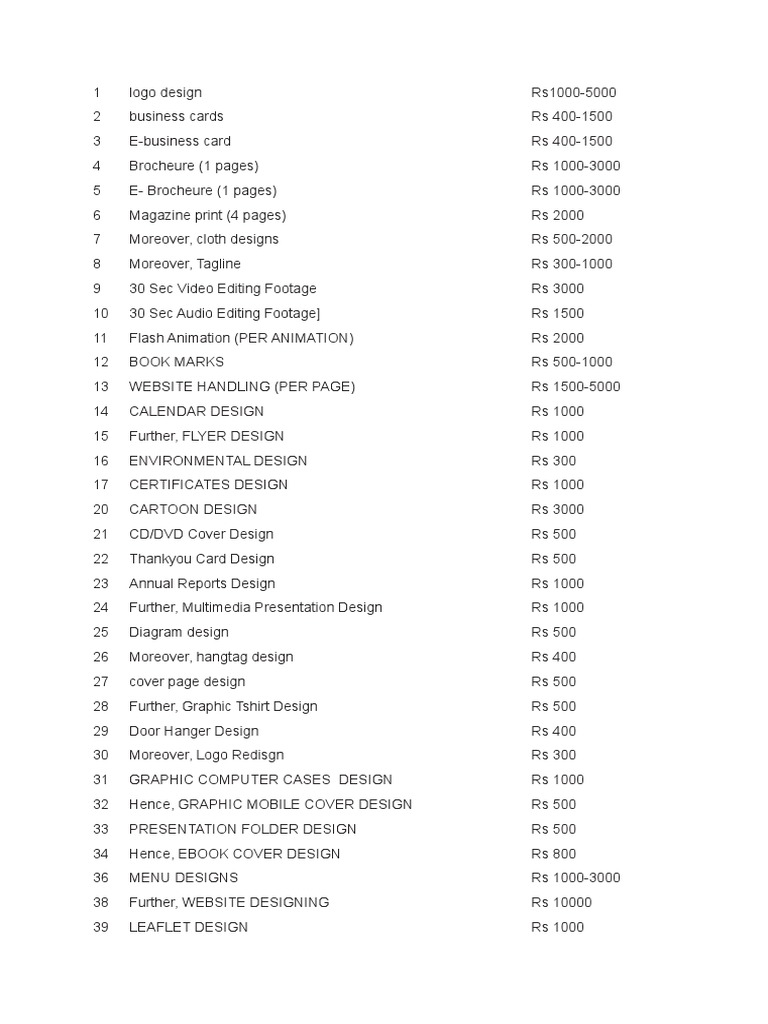 Rate Card Graphic Design | PDF | Communication Design