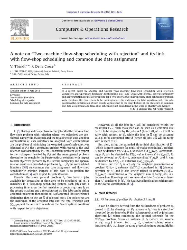 A Note On Two Machine Flow Shop Scheduling With Rejection And Its Link With Flow Shop 