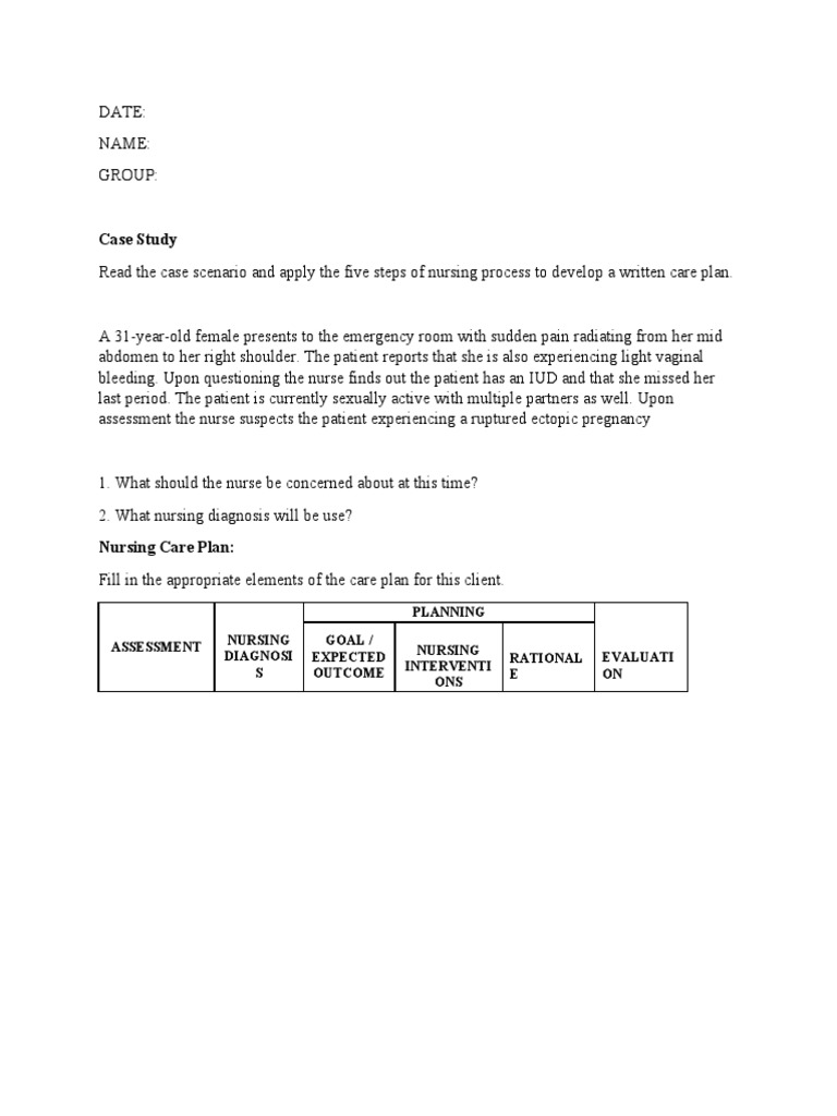 Case Study and Nursing Care Plan | PDF