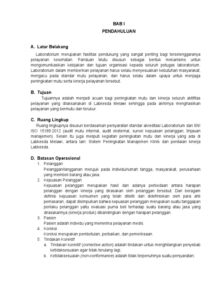 Panduan Mutu Labkesda MLW | PDF