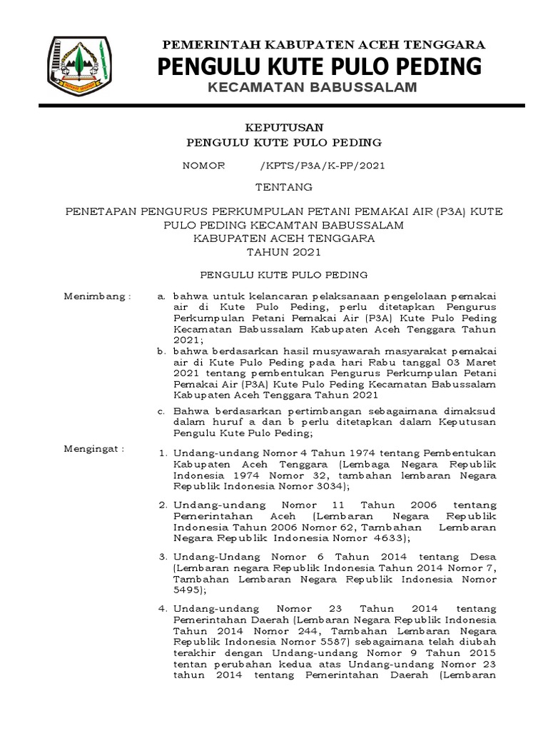 SK P3a - Pulo Peding 2021 | PDF