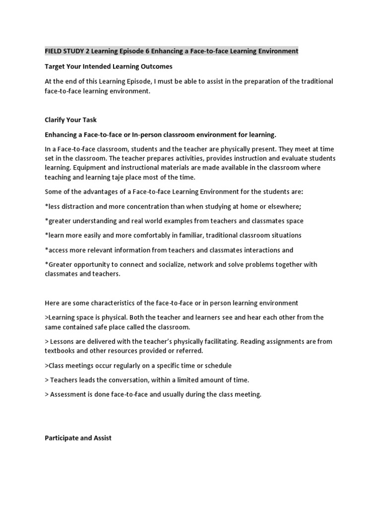 Enhancing Face-to-Face Learning | PDF | Learning | Teachers