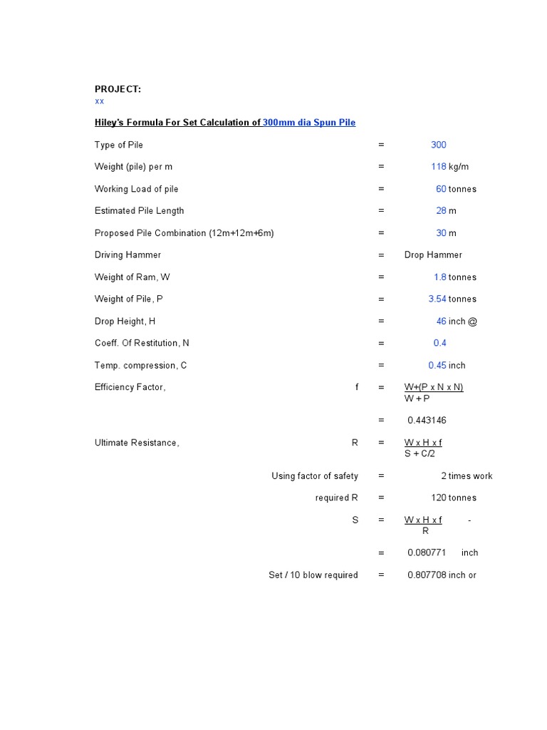 Determine Pile Set Criteria - WMA | PDF | Mechanical Engineering