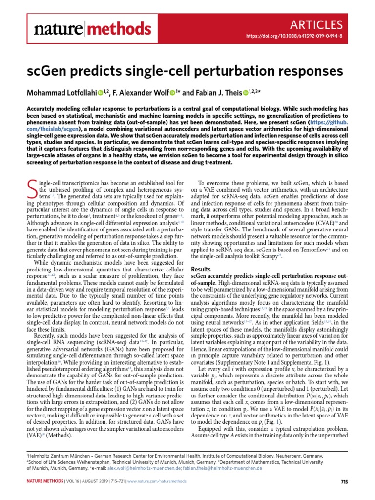 Scgen Predicts Single-Cell Perturbation Responses: Articles | PDF ...