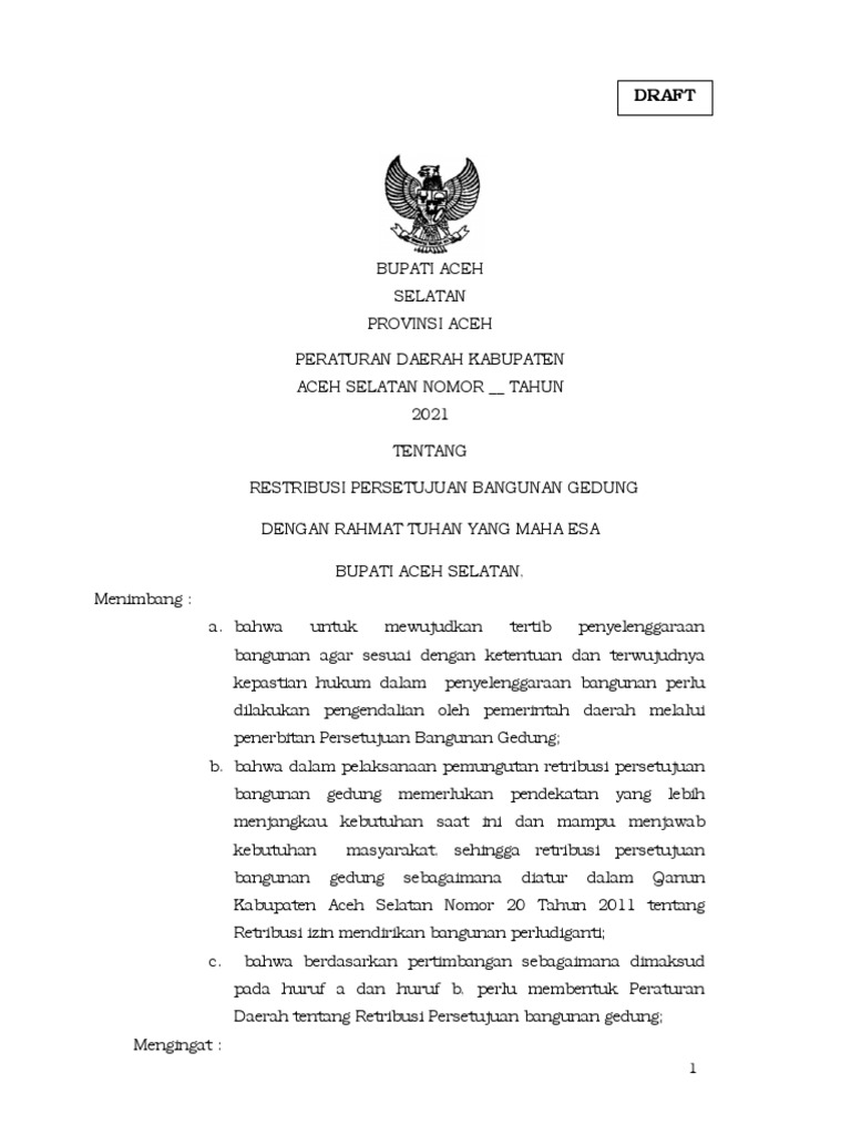Retribusi Bangunan Aceh Selatan | PDF