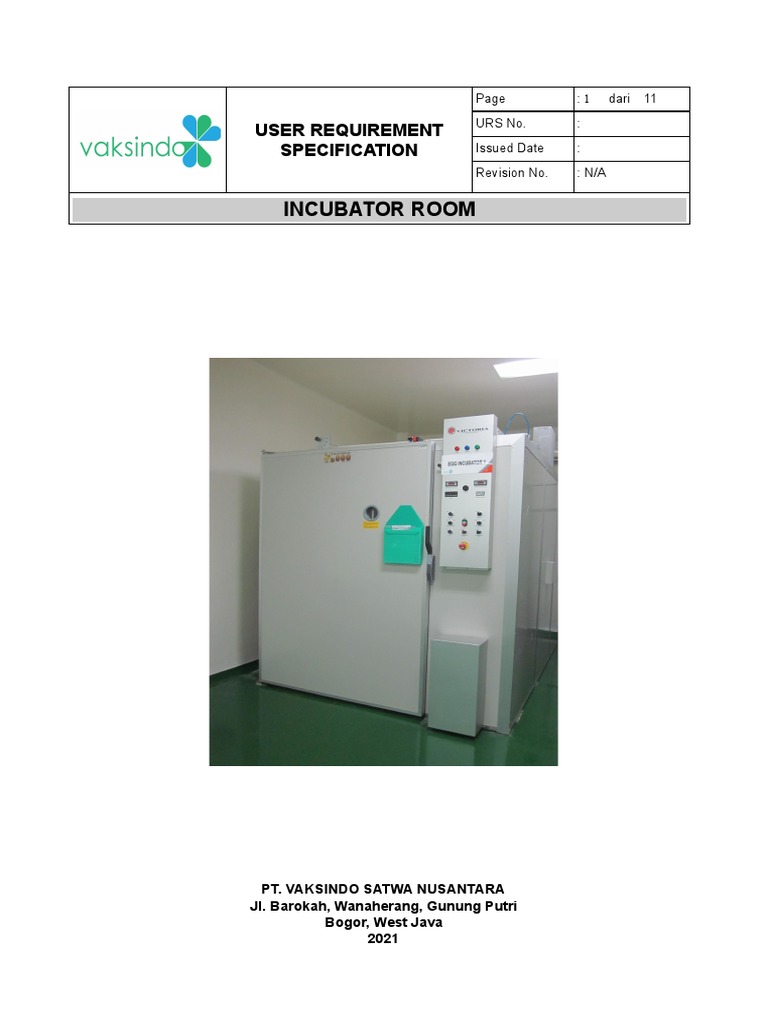 Incubator Room: User Requirement Specification | PDF | Specification ...