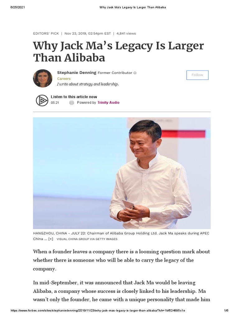 Why Jack Ma's Legacy Is Larger Than Alibaba | PDF | Alibaba Group