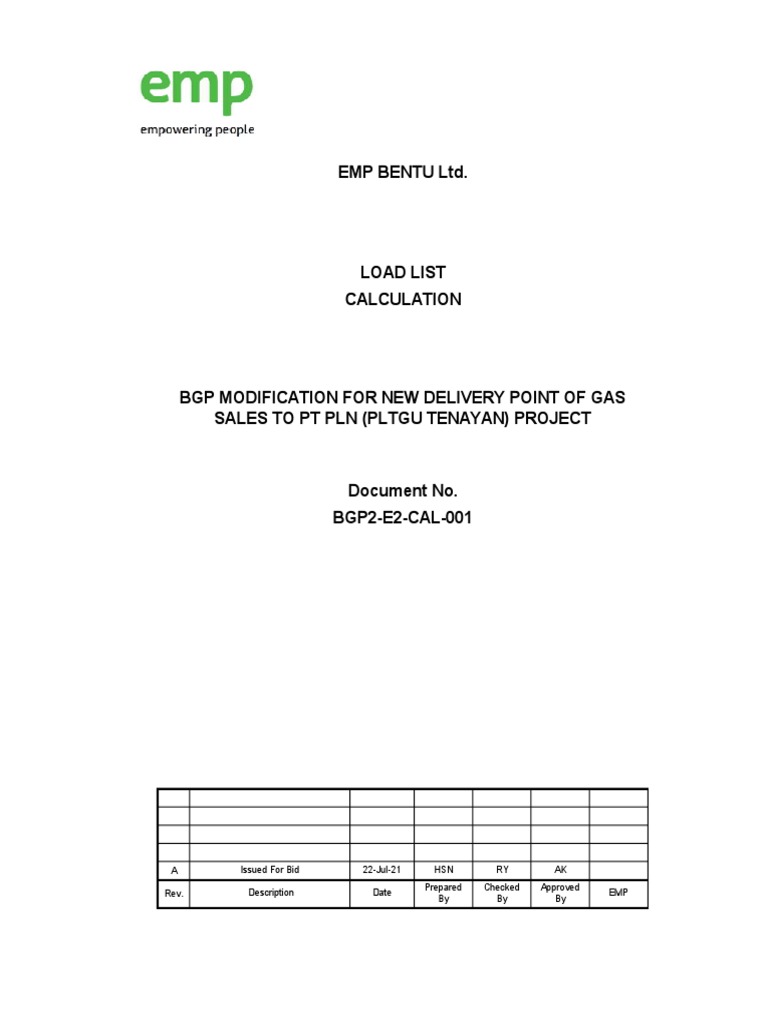 BGP2-E2-CAL-001 Load List Calculation | PDF | Electrical Engineering ...