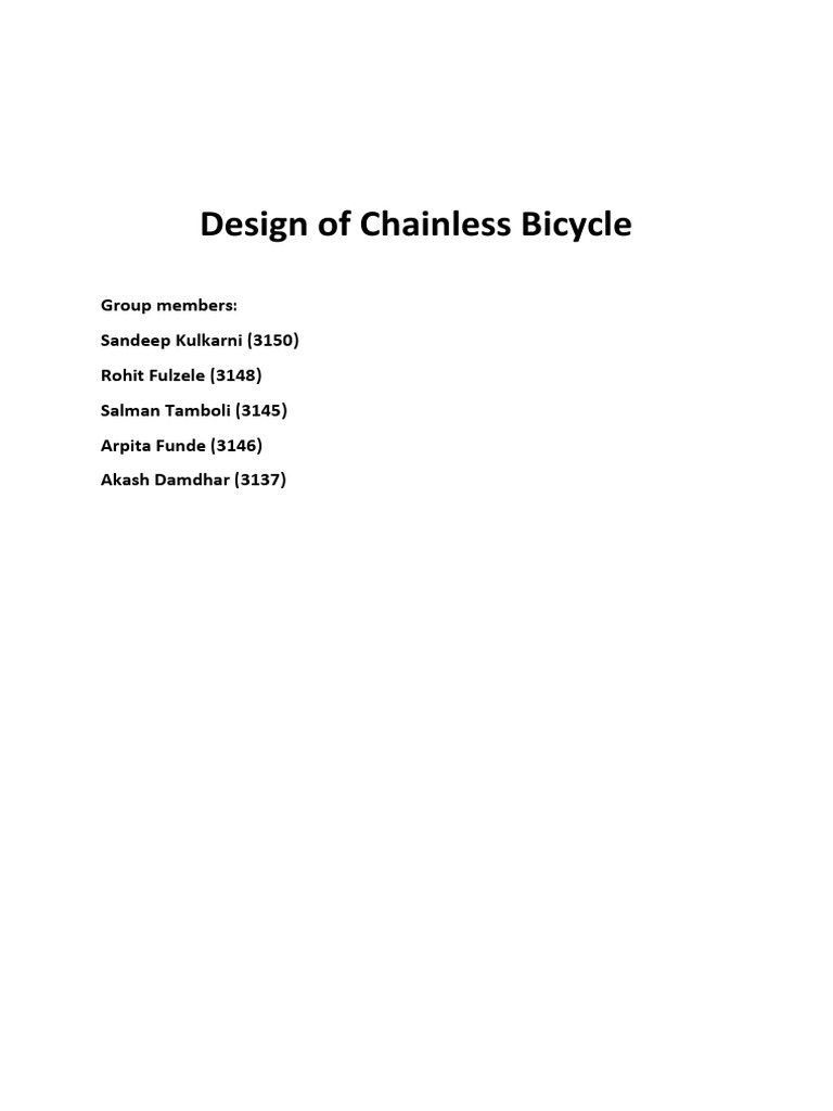 Design of Chainless Bicycle | PDF