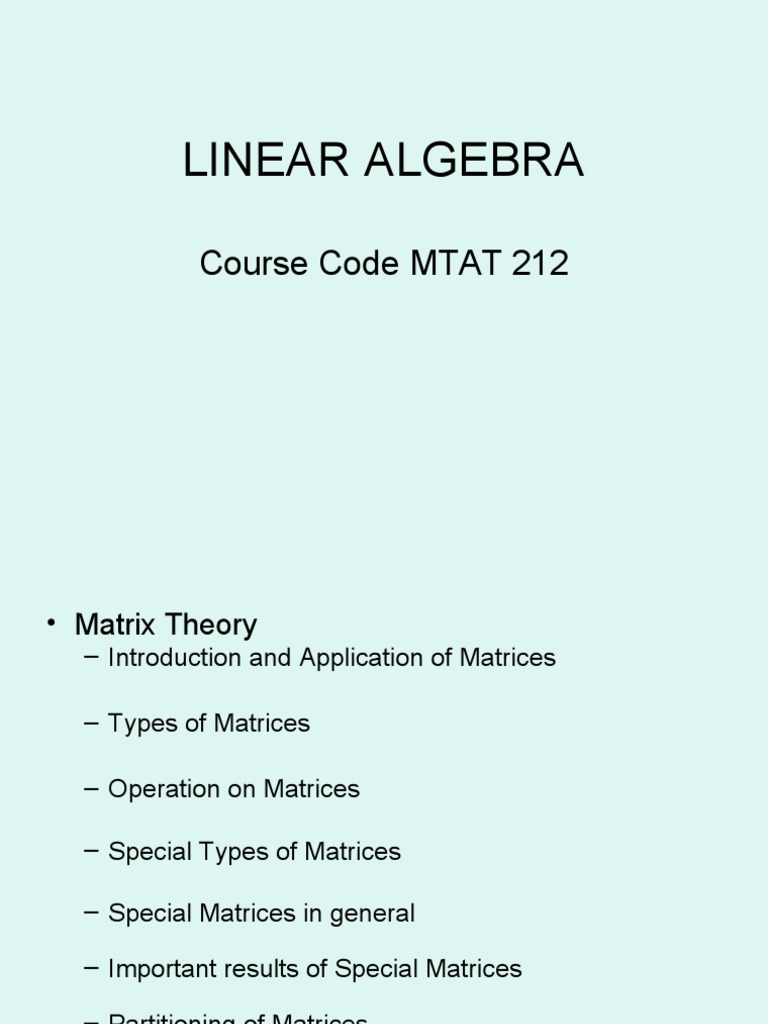 Linear Algebra (Matrix) | PDF | Matrix (Mathematics) | Linear Algebra