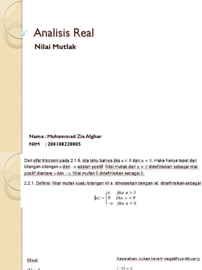 Nilai Mutlak (Analysis Real) | PDF | Metode & Bahan Ajar | Komputer