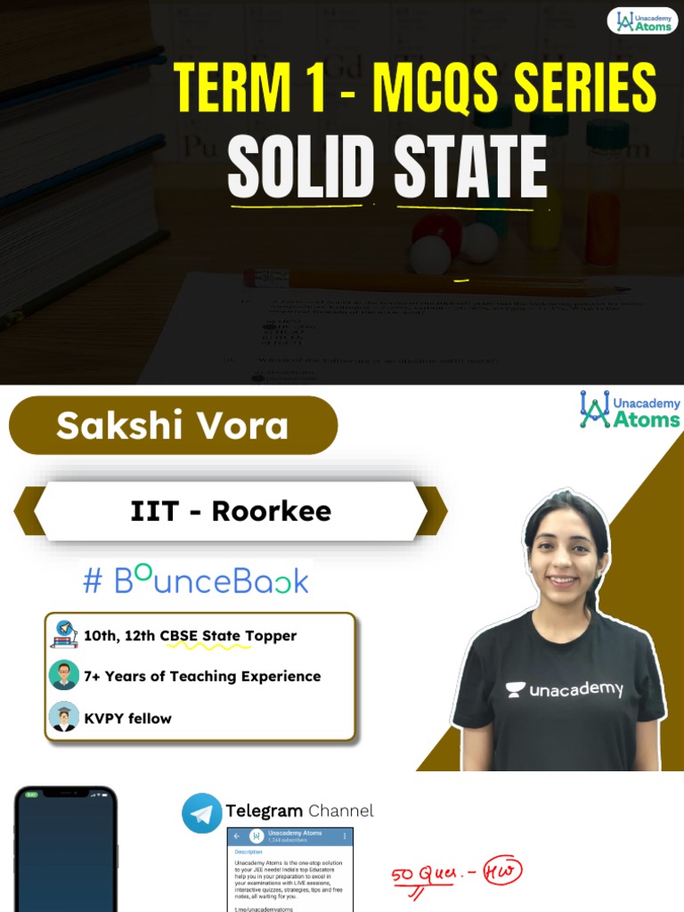 Term 1 Mcqs Series Solid State | PDF | Crystal Structure | Ion