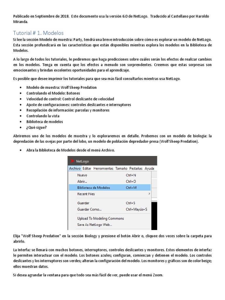 Netlogo Tutorial 1 In Spanish Pdf Ventana Informática Plan De