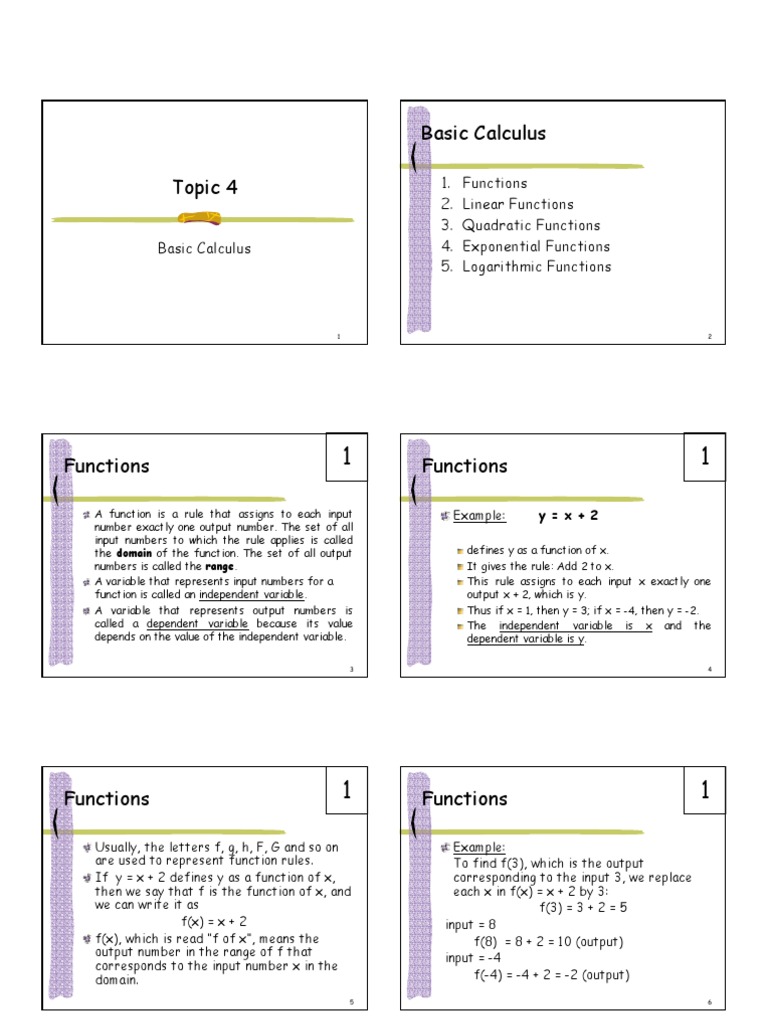 Basic Calculus | PDF | Logarithm | Variable (Mathematics)