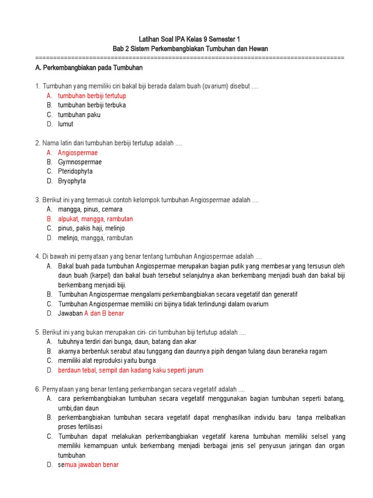 Latihan Soal Materi Ipa Kelas 9 Semester 1 Bab 2a Pdf Griya Taman