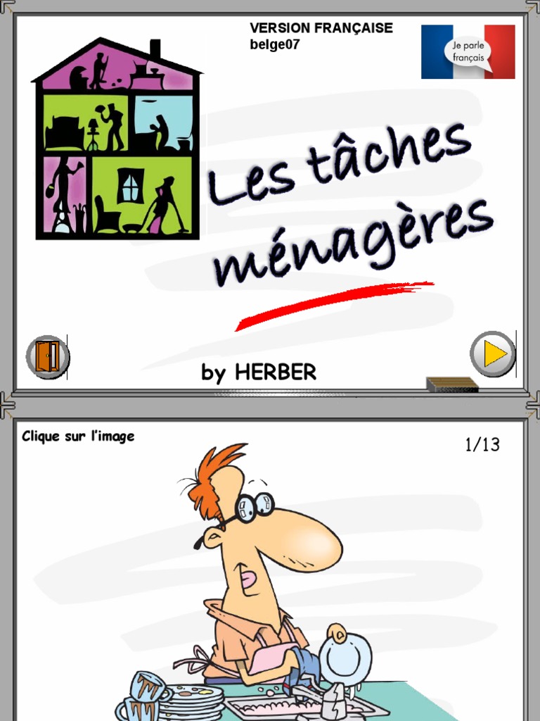 Les Taches Menageres Activites Ludiques Liste de Vocabulaire 113592 ...