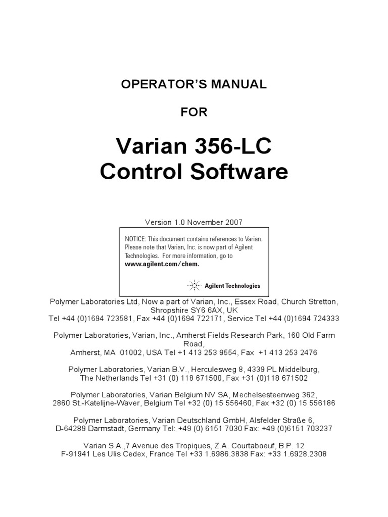 Varian 356-LC Control Software: Operator'S Manual FOR | PDF | Parameter ...