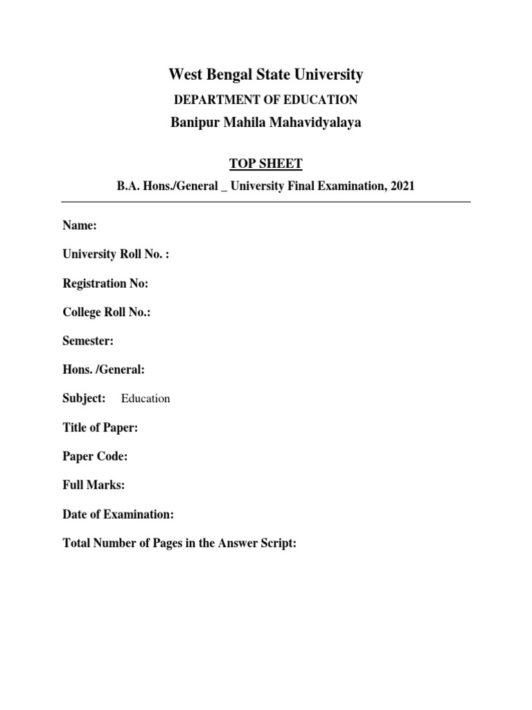 Top Sheet | PDF