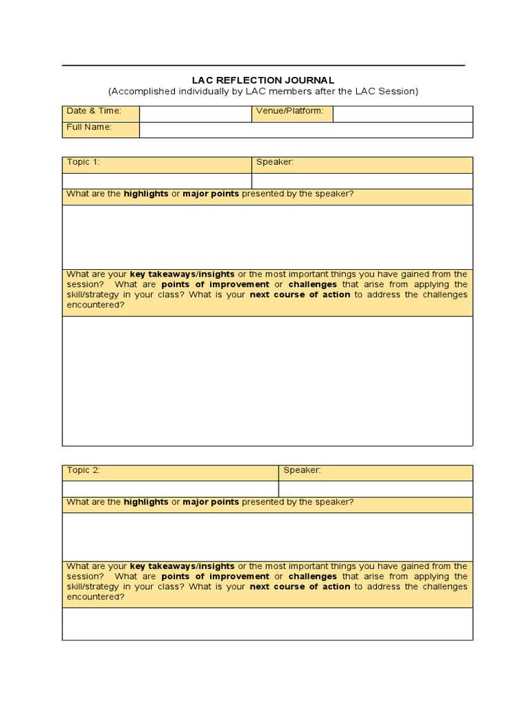 Lac Reflection Journal | PDF