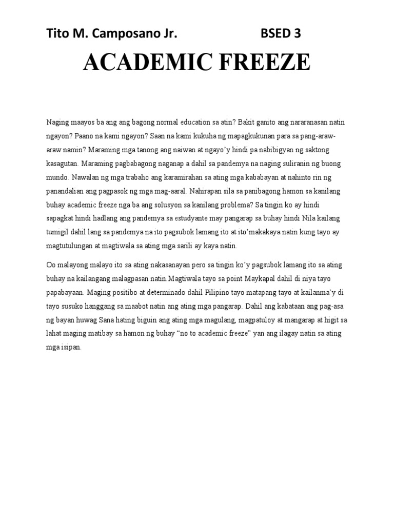 Academic Freeze | PDF