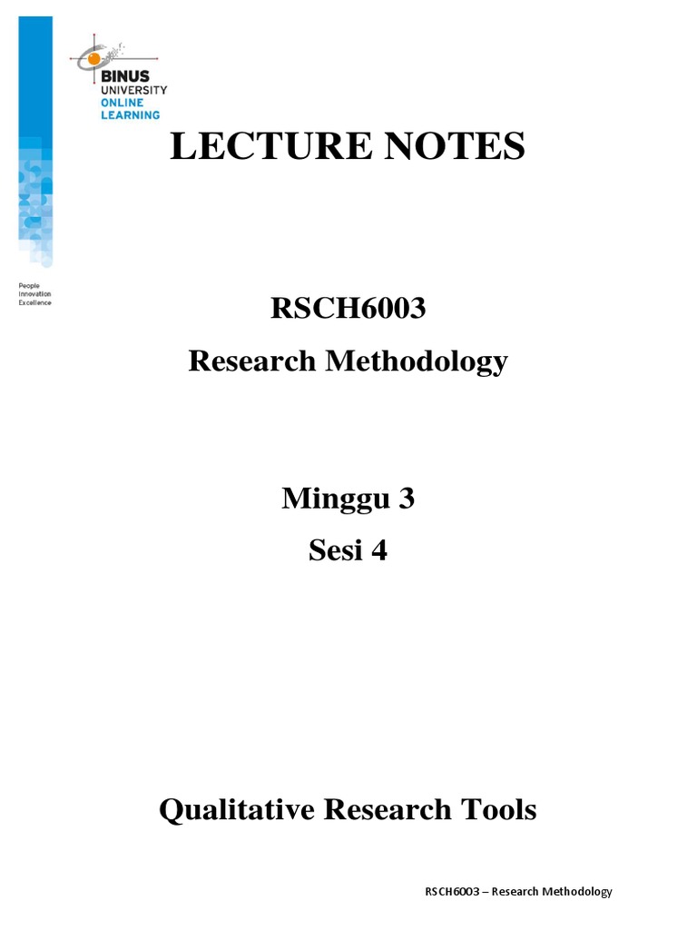 LN03-RSCH6003-Research Methodology-Qualitative Research Tools | PDF
