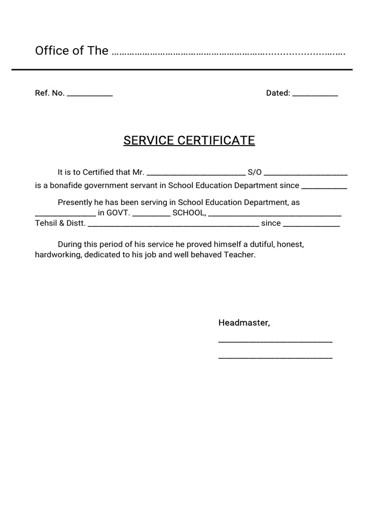 Teacher Service Certificate Format | PDF
