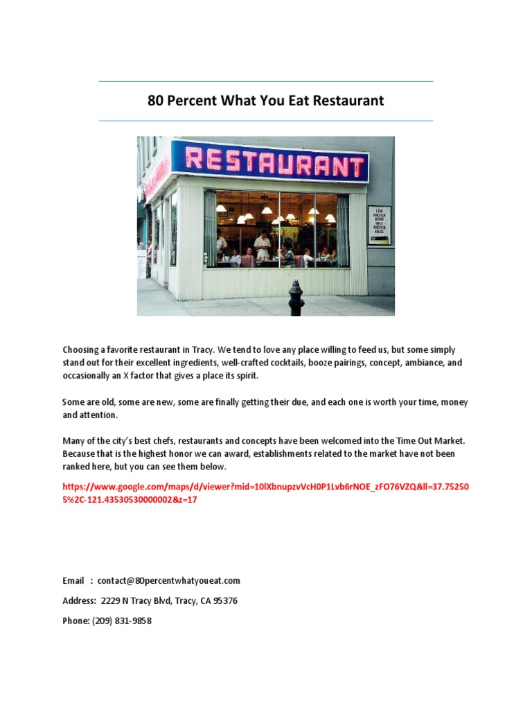 80 Percent What You Eat Restaurant | PDF