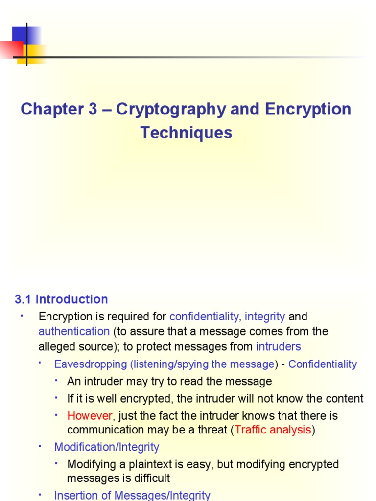 Chapter 3 - Cryptography and Encryption Techniques | PDF | Cryptography | Public Key Cryptography