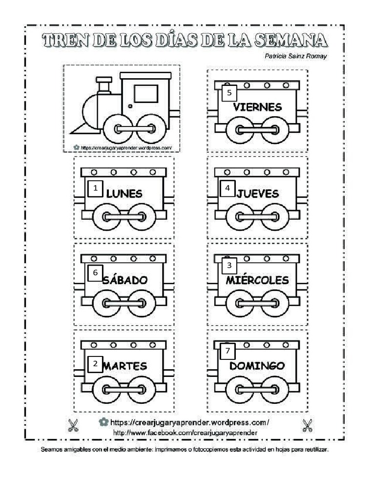 Tren de los Días de la Semana para Imprimir | PDF