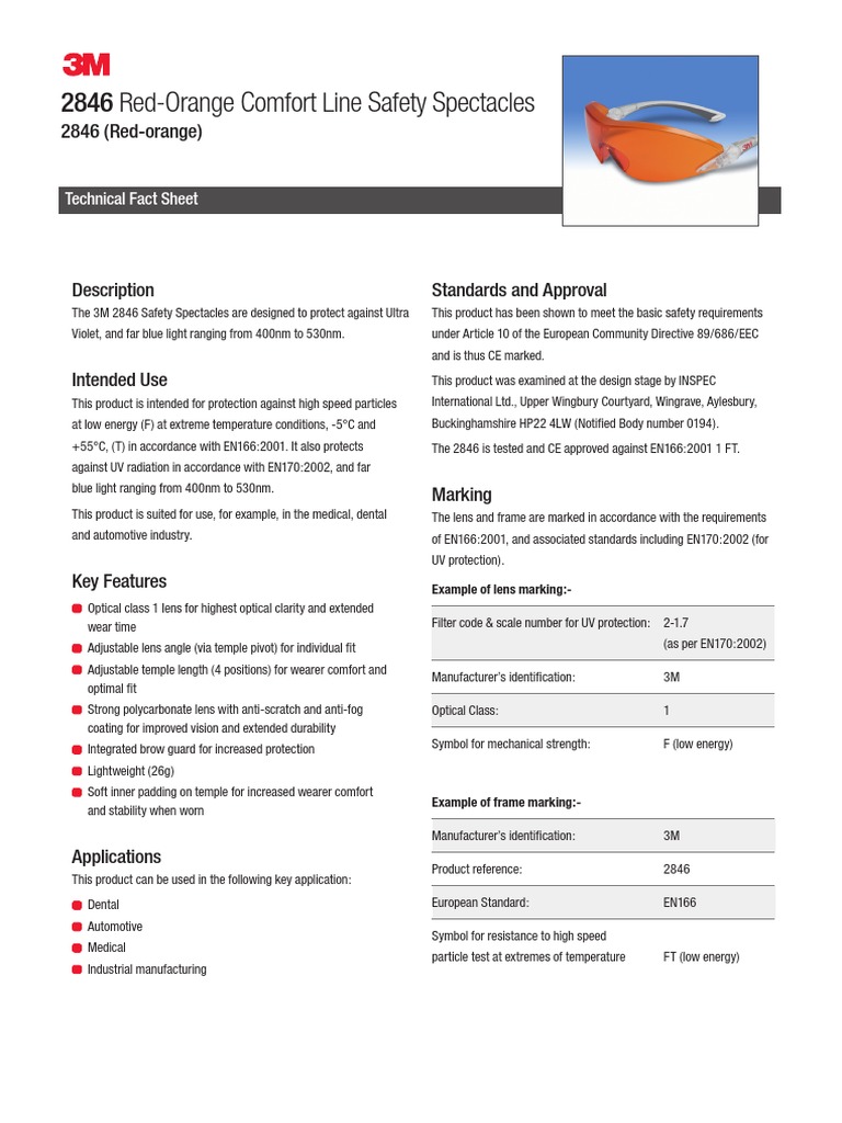 3M 2846 Data Sheet | PDF | Ultraviolet | Glasses