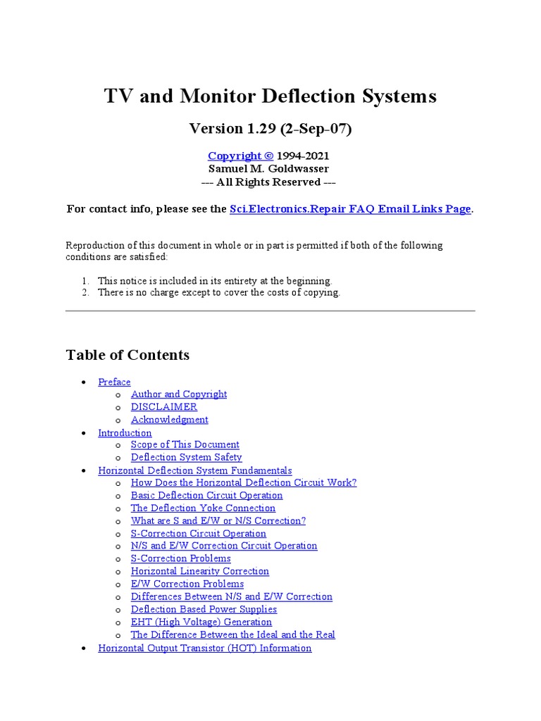 TV and Monitor Deflection Systems | PDF | Rectifier | Inductor