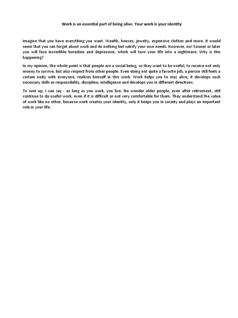 Work Is An Essential Part of Being Alive | PDF | Lifestyle