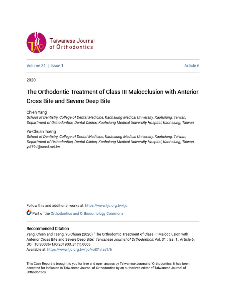 Anterior Cross Bite With Deep OB | PDF | Orthodontics | Animal Anatomy