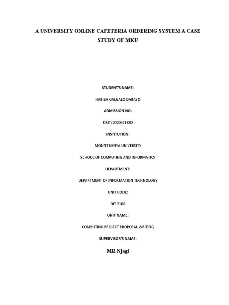 A University Online Cafeteria Ordering System A Case Study of Mku | PDF ...