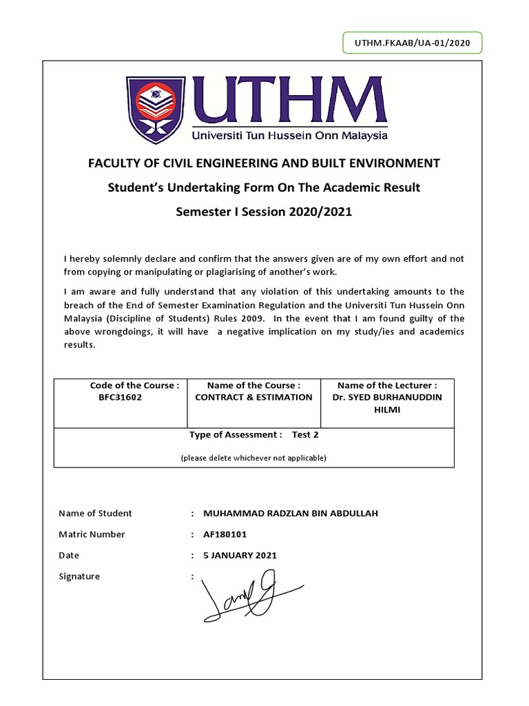 Faculty of Civil Engineering and Built Environment Student's ...
