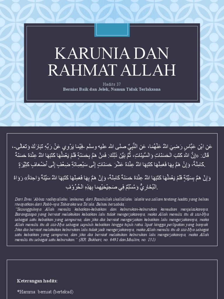 Hadits 37. Karunia Dan Rahmat Allah | PDF