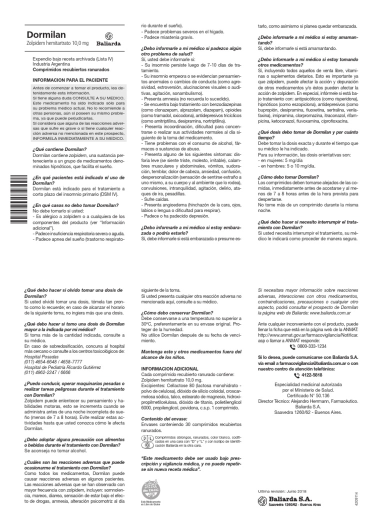 Dormilan Paciente | PDF | Antidepresivo | Medicamentos con receta