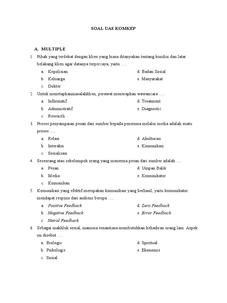 Soal Uas Komkep | PDF | Karier & Perkembangan