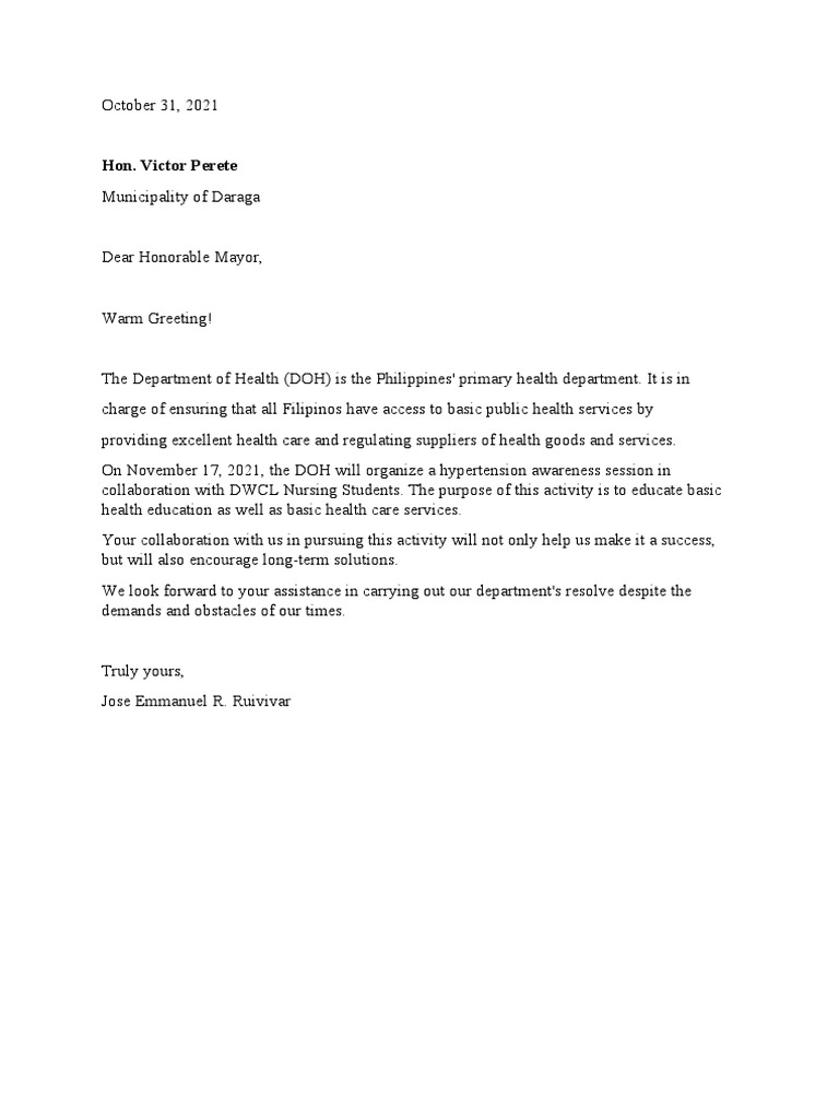 Coordination Letter (Hypertension) | PDF